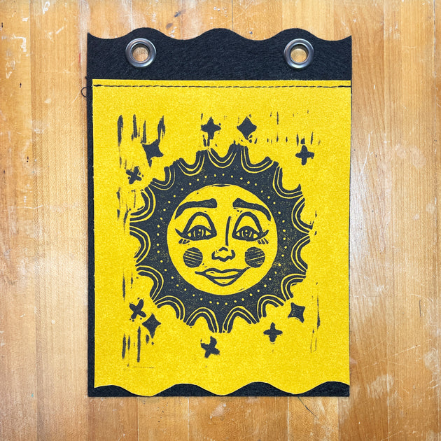Wilhelmina | Handmade Linocut Sun Banner – Pixel & Ink Creative