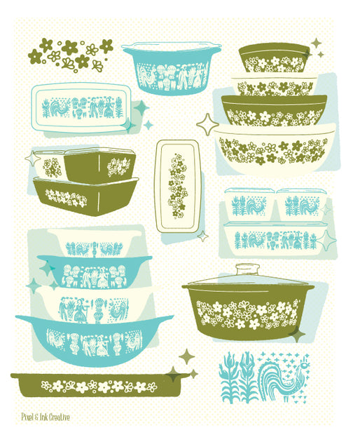 Butterprint Spring Blossom Pyrex Art Print | Vintage Pyrex Art – Pixel ...